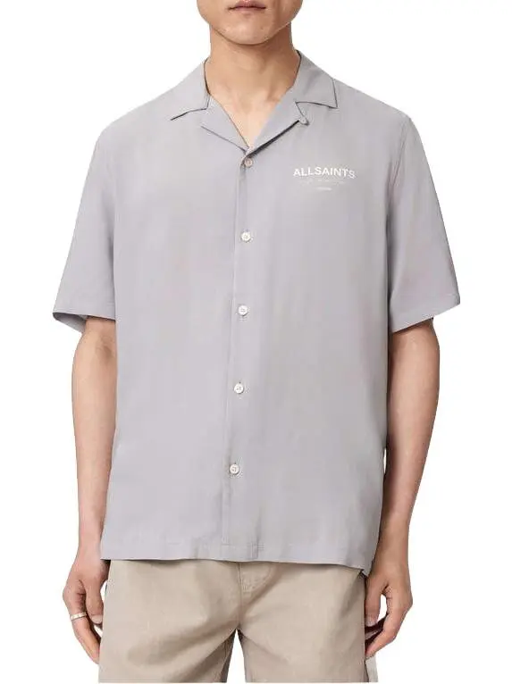 ALLSAINTS Underground Logo Graphic Camp Shirt - Clouded Grey