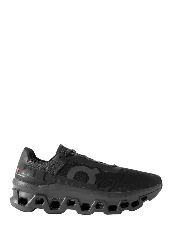 On Rubber-trimmed Mesh Running Sneakers - Black