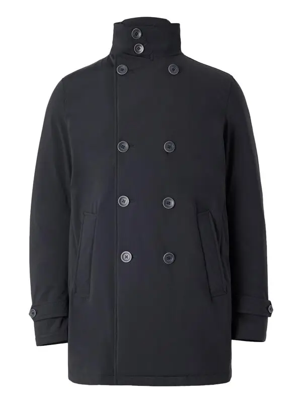 Herno Double-breasted Padded Shell Pea Coat - Blue