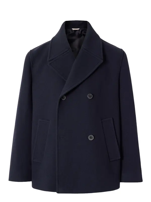 Valentino Garavani Wool-twill Pea Coat - Blue