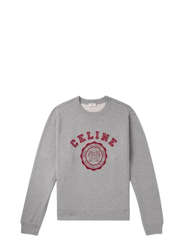 Celine Logo-print Cotton-jersey Sweatshirt - Gray