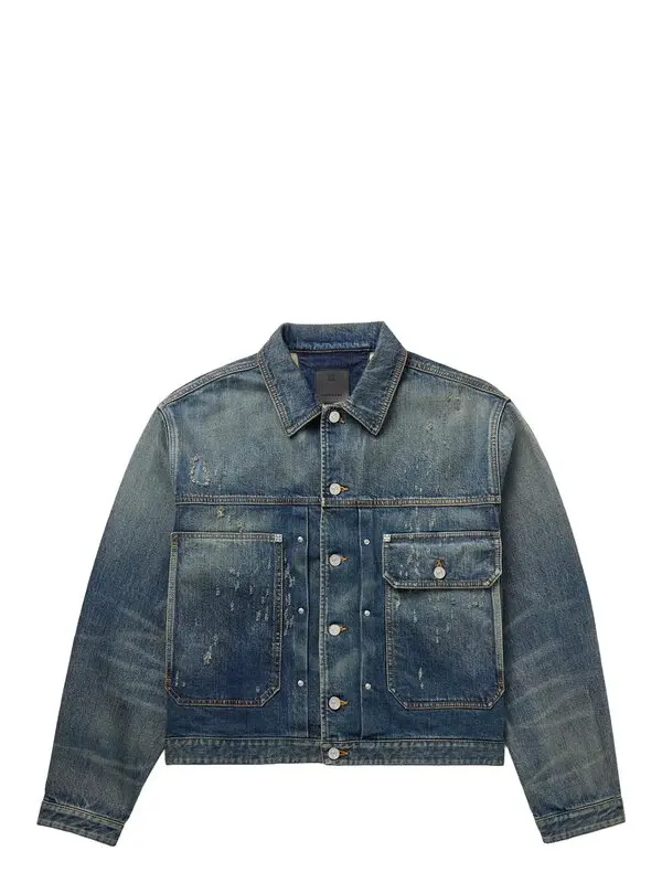 Givenchy Distressed Denim Jacket - Blue