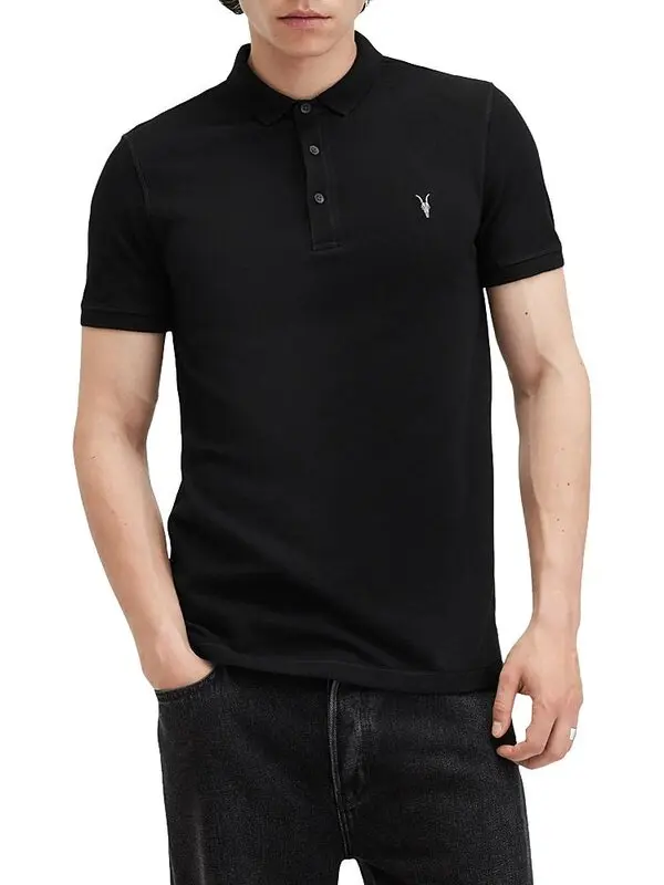 ALLSAINTS Reform Cotton Slim Fit Polo Shirt - Black