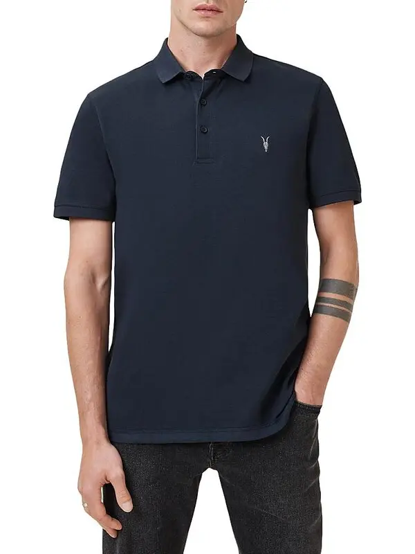 ALLSAINTS Reform Cotton Slim Fit Polo Shirt - Navy Blue