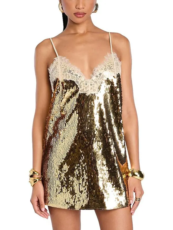Retrofete Sequin Mini Dress - Gold