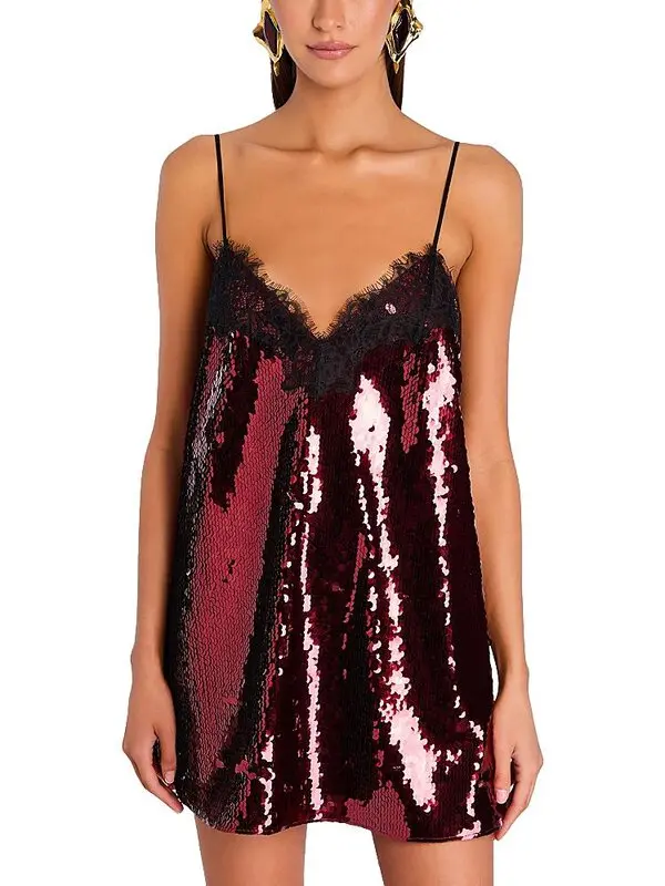 Retrofete Sequin Mini Dress - Port