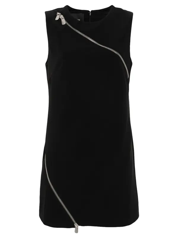 Pinko Asymmetric-zip Mini Dress - Black
