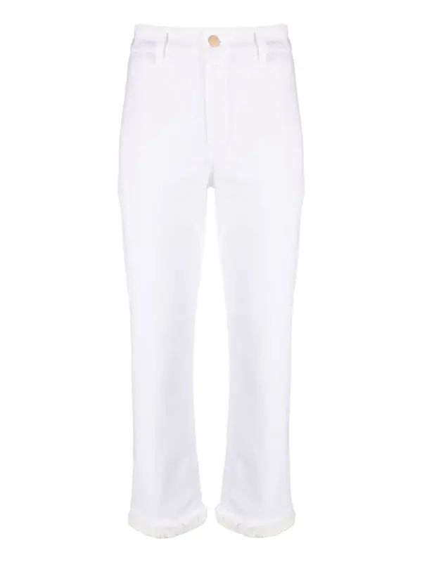 Max Mara Frayed-edge Slim-fit Trousers - White