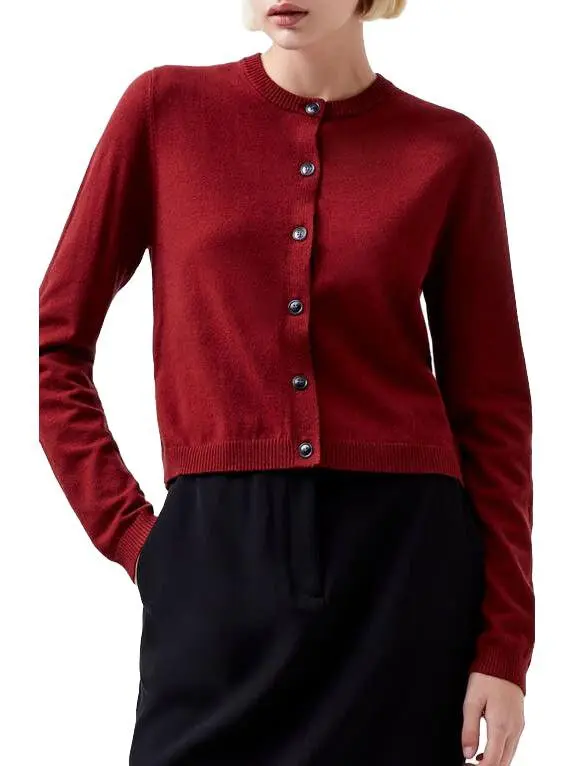 French Connection Cropped Cardigan - Cabernet