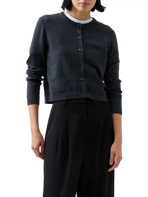 French Connection Cropped Cardigan - Charcoal Mel