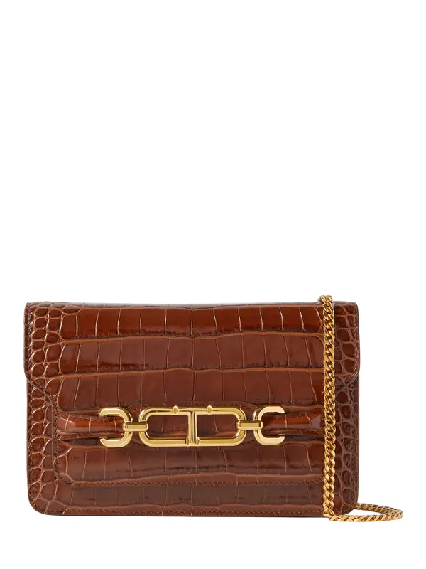 TOM FORD Small Croc-effect Shoulder Bag - Brown