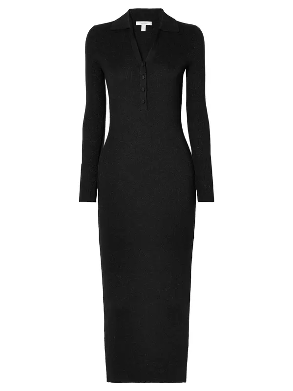 Max Mara Frais Metallic Wool-blend Midi Dress - Black
