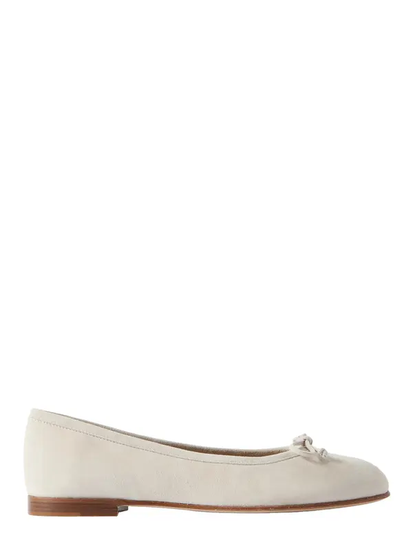 Manolo Blahnik Veralli Suede Ballet Flats - Cream