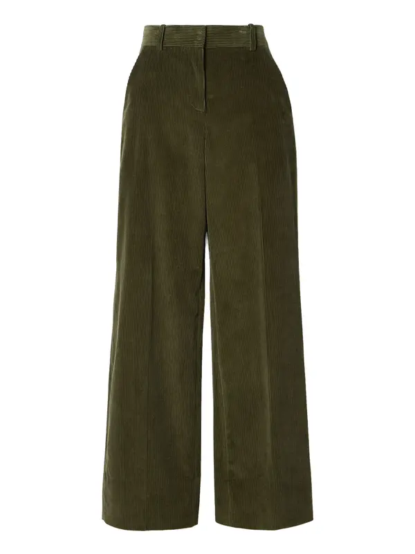 Veronica De Piante Anya Cotton-corduroy Wide-leg Pants - Green