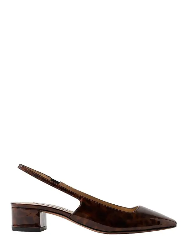 AQUAZZURA Ginza 35 Printed Patent-leather Slingback Pumps - Brown