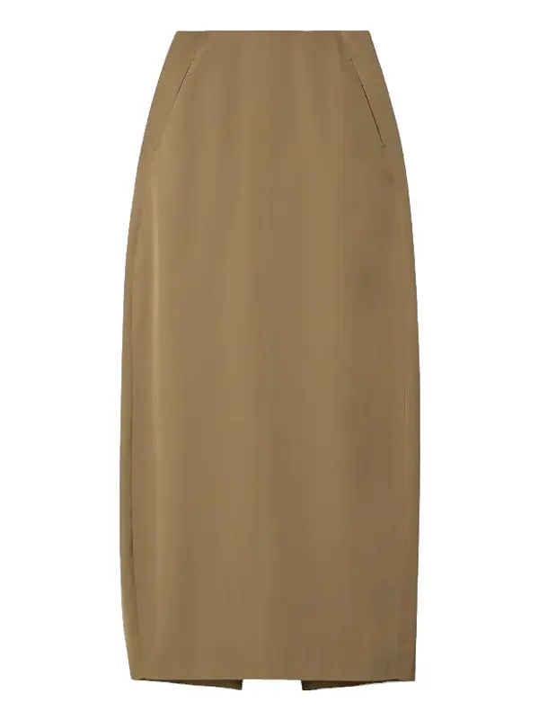 Khaite Lauson Twill Maxi Skirt - Brown
