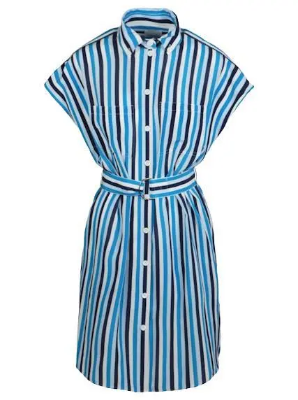 Burberry Nella Striped Shirt Dress - Blue