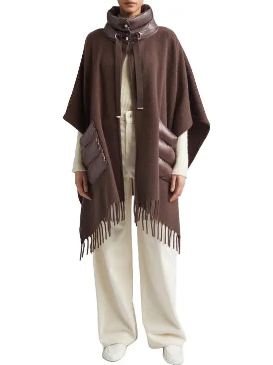 Herno Fringe Trim Poncho - 8810 Fondente