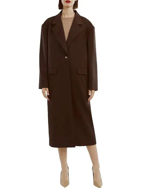 Bardot Maika Longline Overcoat - Dark Choco