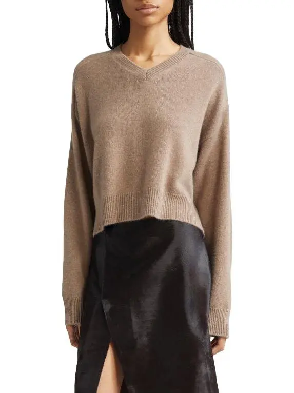 Loulou De Saison Anzor Cashmere V-neck Sweater - Taupe Melange