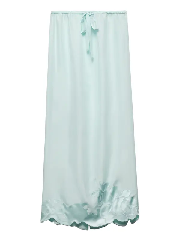 Prada Embroidered Habutai Silk Midi-skirt - Chlorophyll Green