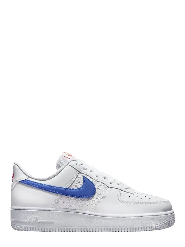 Nike Force 1 '07 Low Embossed Hoops Sneakers - White/bright Mandarin/racer Blue