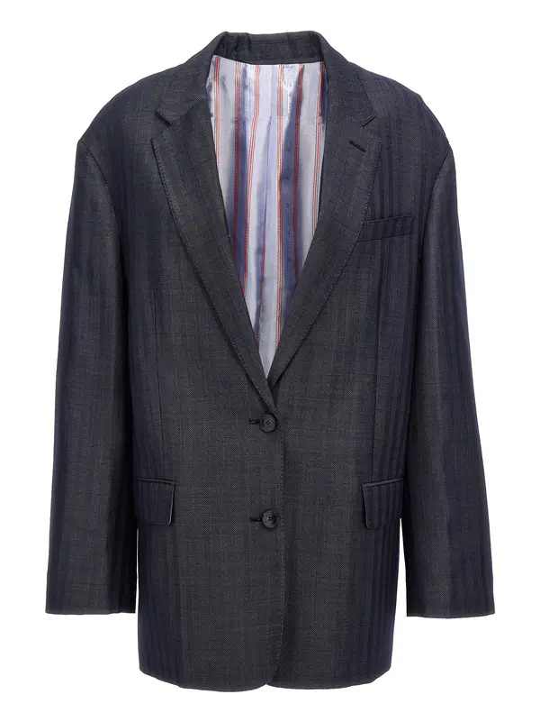 Etro Pegaso' Striped Single-breasted Blazer - Blue