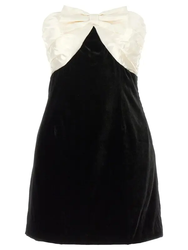 Alessandra Rich Bow Short Dress - White/black