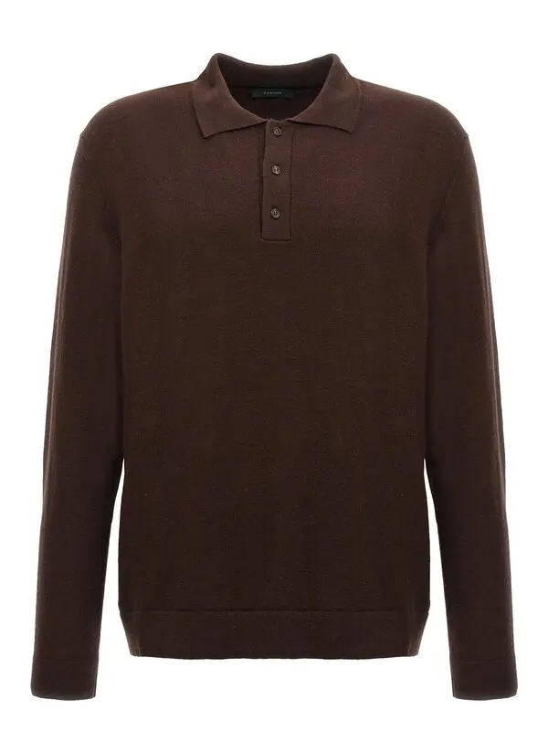 ZANONE Cashmere Wool Polo Shirt - Brown