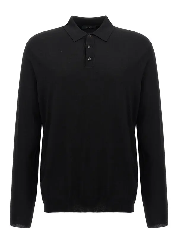 ZANONE Wool Polo Shirt - Black