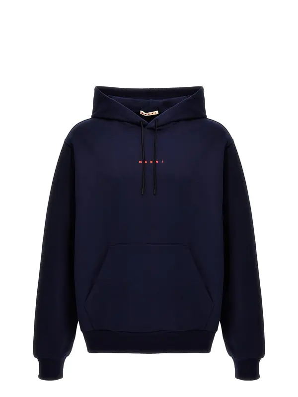 Marni Logo Print Hoodie - Blue