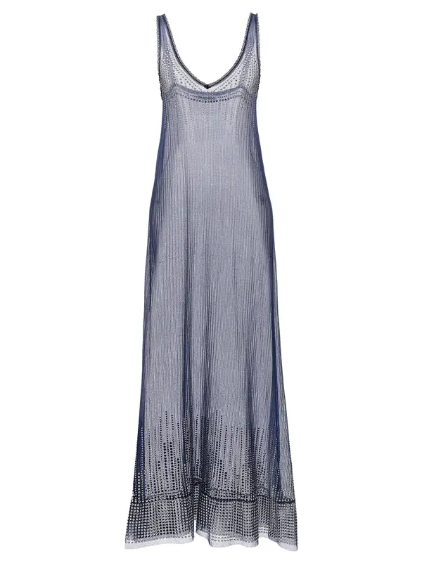 Rabanne Studded Mesh Dress - Blue