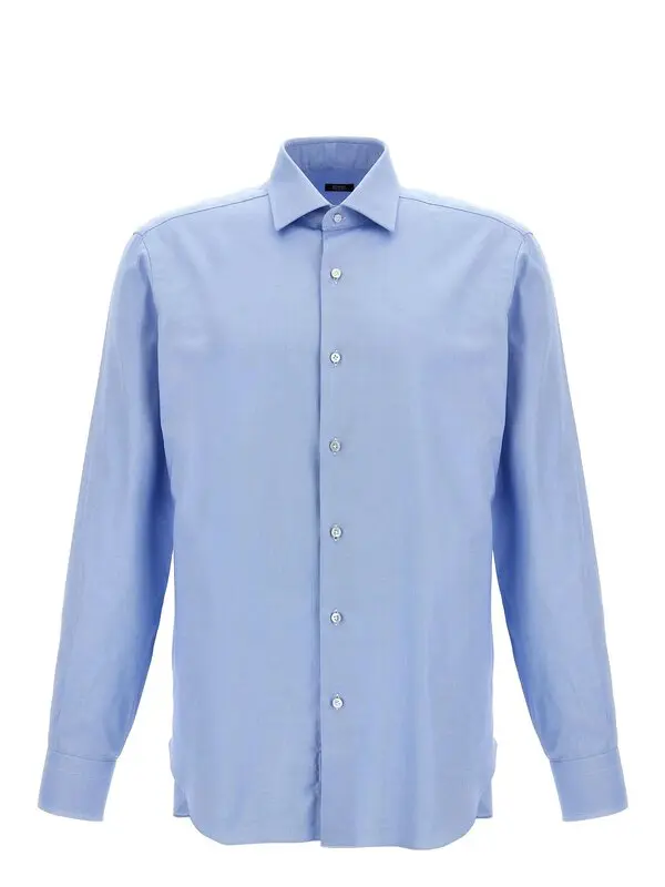 BARBA NAPOLI Cotton Shirt - Light Blue