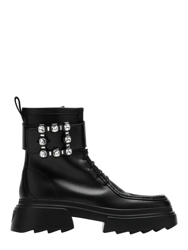ROGER VIVIER Leather Lace-up Boots - Black