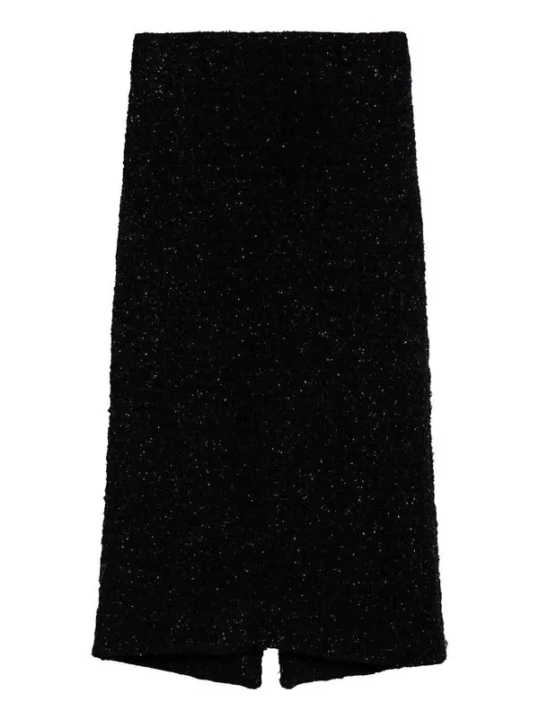 Balenciaga Tweed Midi Skirt - Black