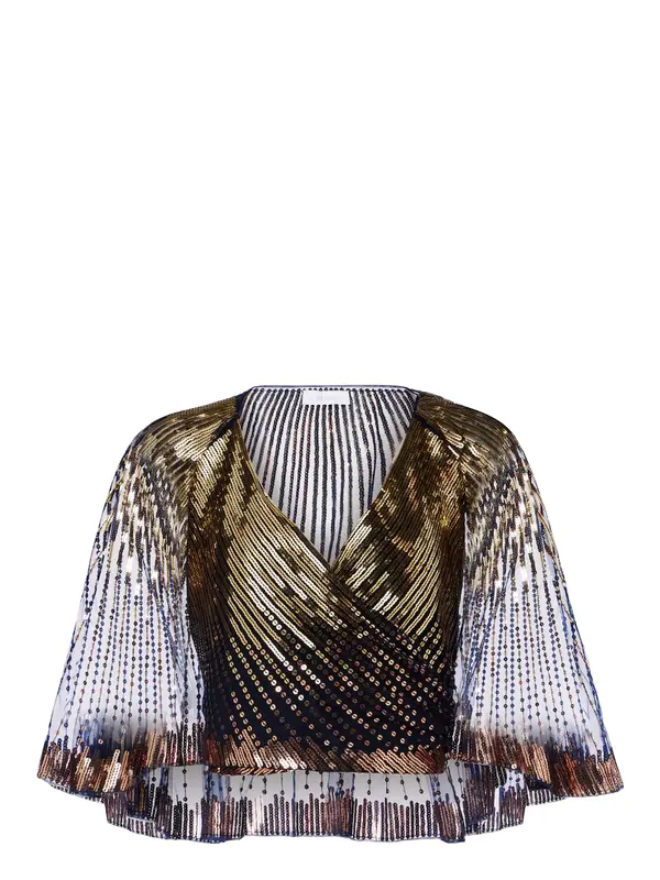 Rabanne Sequined Crop Top - Blue