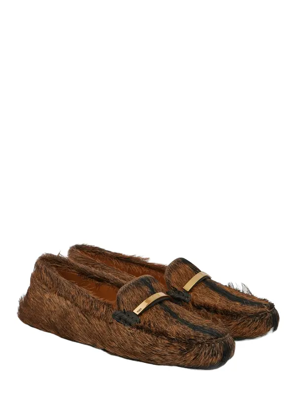 TOD'S Gommino Calf Hair Loafers - Brown