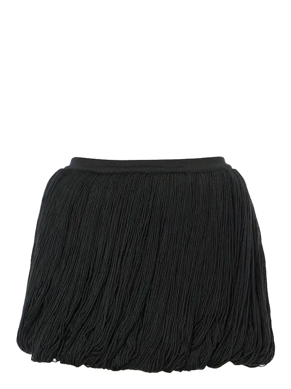 Alaïa Fringed Wool Miniskirt - Black