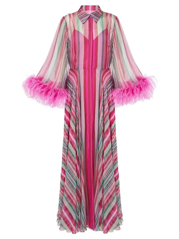 Valentino Garavani Feather-trimmed Gown - Multicoloured