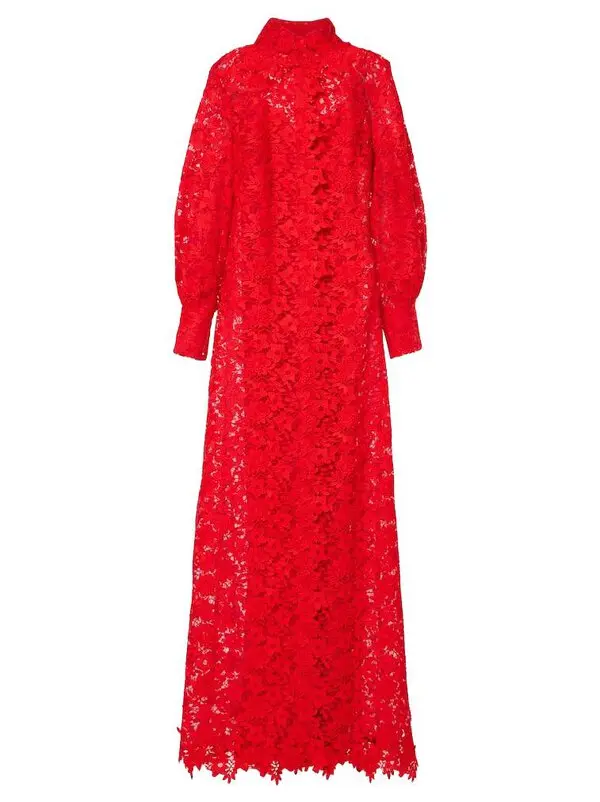 Safiyaa Salma Lace Belted Shirt Dress - Red