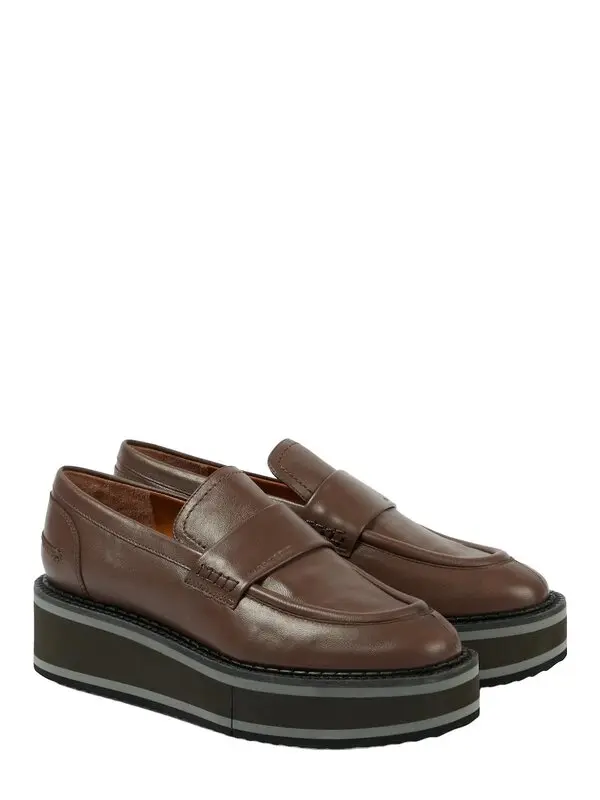 Clergerie Bahati Leather Platform Loafers - Brown