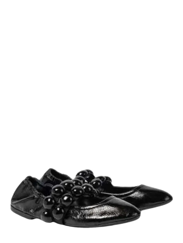 Alaïa Sphere Patent Leather Mary Jane Flats - Black