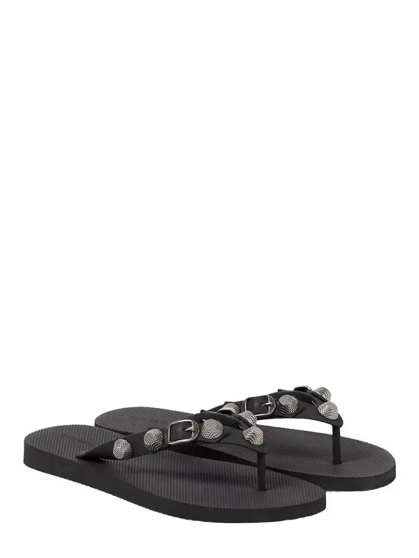 Balenciaga Cagole Embellished Thong Sandals - Black