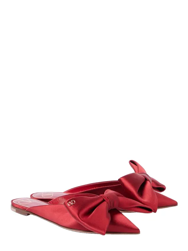 Valentino Garavani Bow-detail 05 Satin Mules - Red