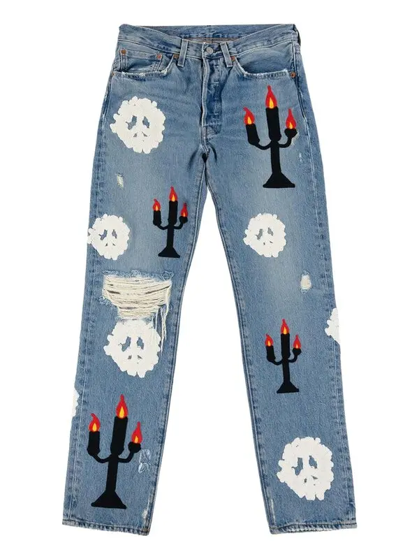 LEVI'S X Denim Tears X Virgil Abloh Embroidered Jeans - Blue
