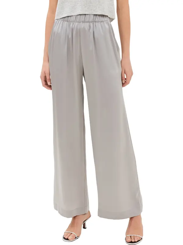 Sablyn Brynn Wide Leg Silk Pants - Foggy