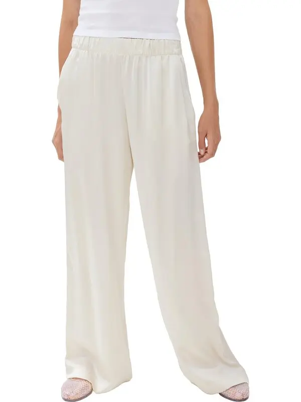 Sablyn Brynn Wide Leg Silk Pants - Gardenia