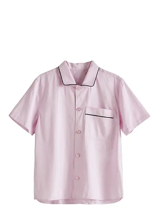 HAY Outline Contrast-trim Cotton Pyjama Shirt - Soft Pink