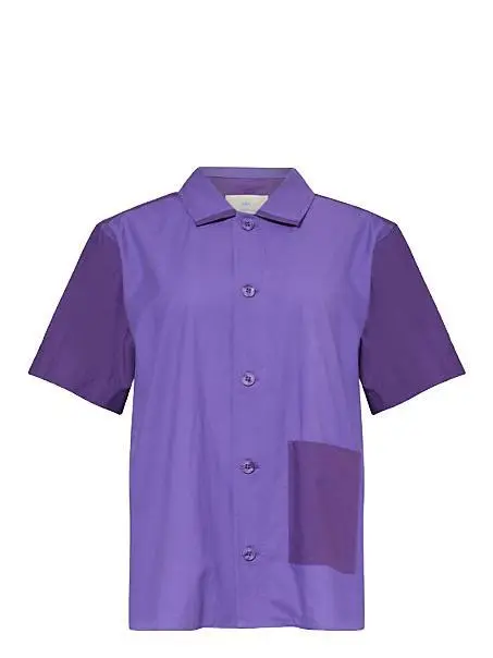 HAY Outline Relaxed-fit Short-sleeve Cotton Pyjama Shirt - Vivid Purple