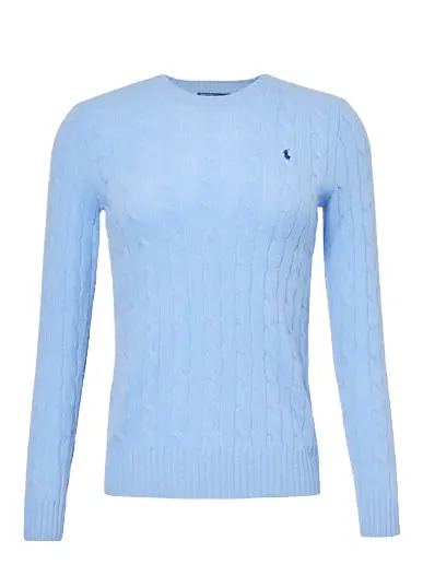 Polo Ralph Lauren Logo-embroidered Cable-knit Jumper - New Litchfield Blue